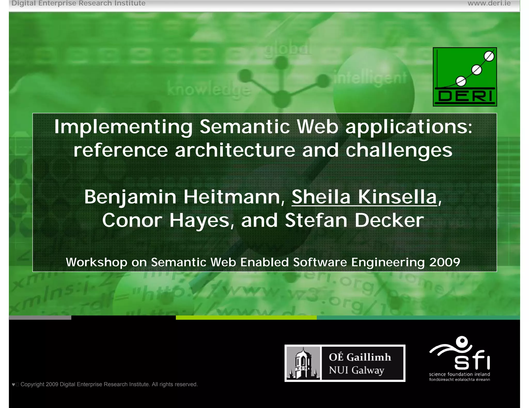 Implementing Semantic Web applications: reference architecture and ... Implementing Semantic Web applications: reference architecture and ...