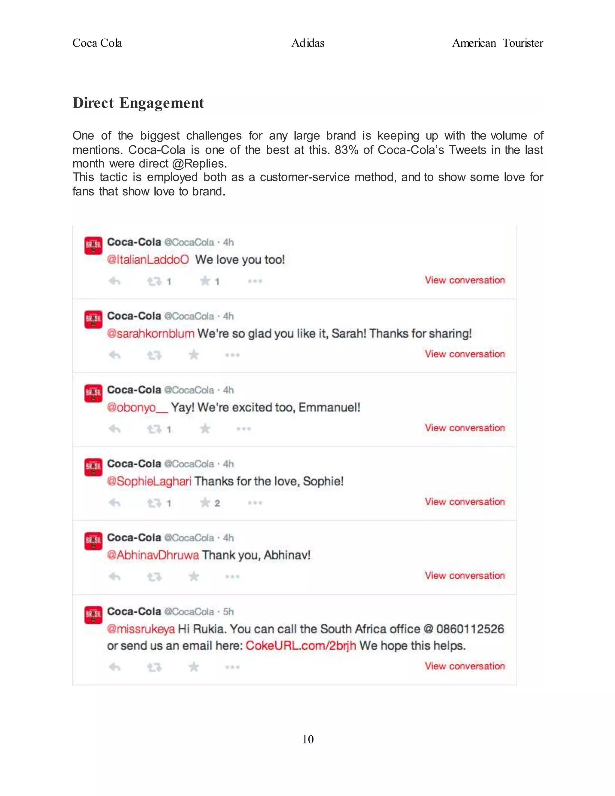 digital marketing of coca cola adidas and american tourister | DOCX