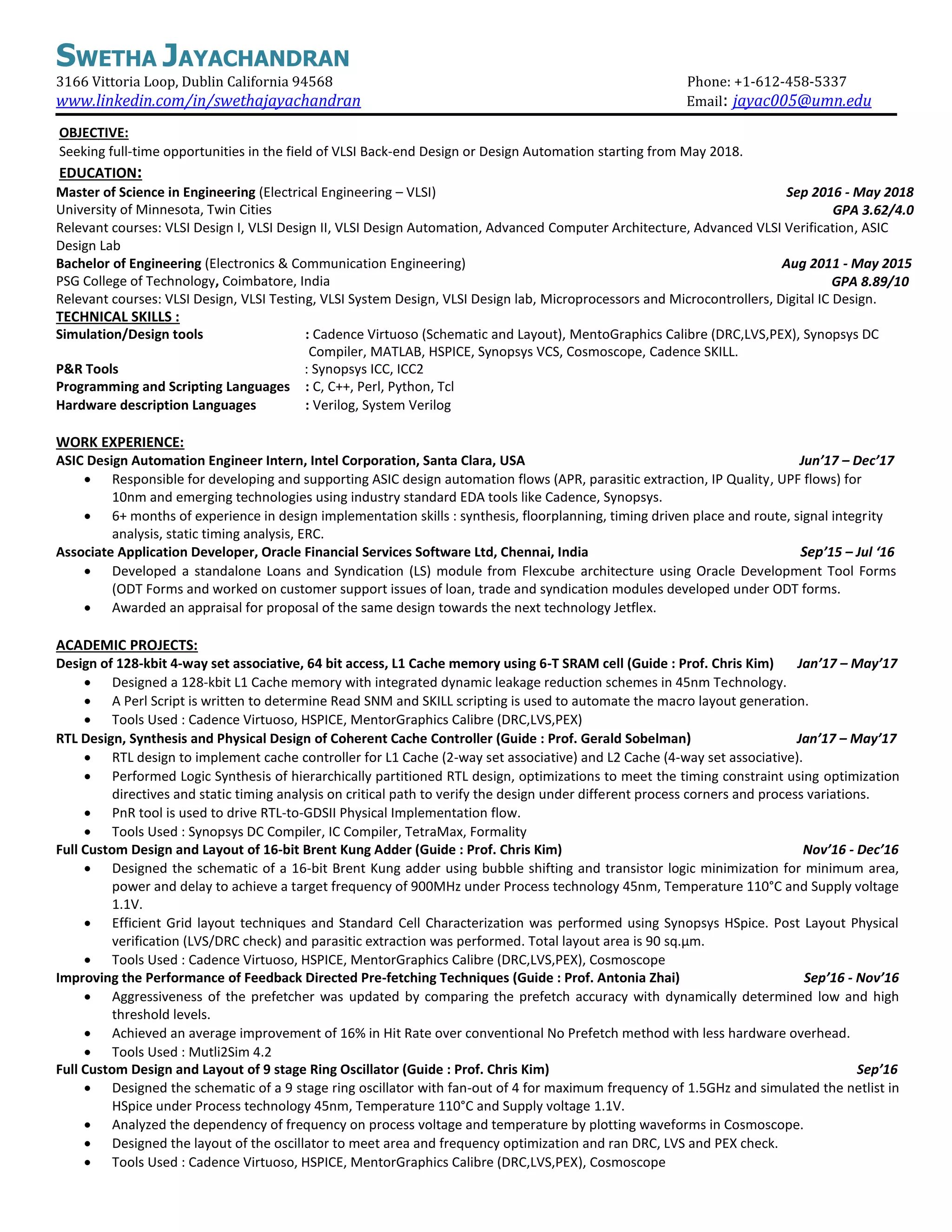 Swetha Jayachandran resume | PDF