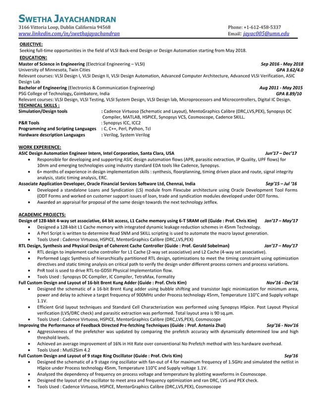 Swetha Jayachandran resume | PDF