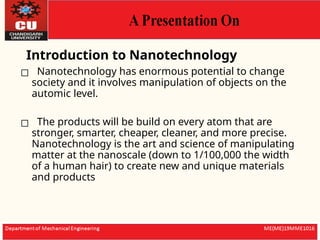 NanoTechnology_PPT.pptx Dr tonk Chandigarh University gharuan kharar ...
