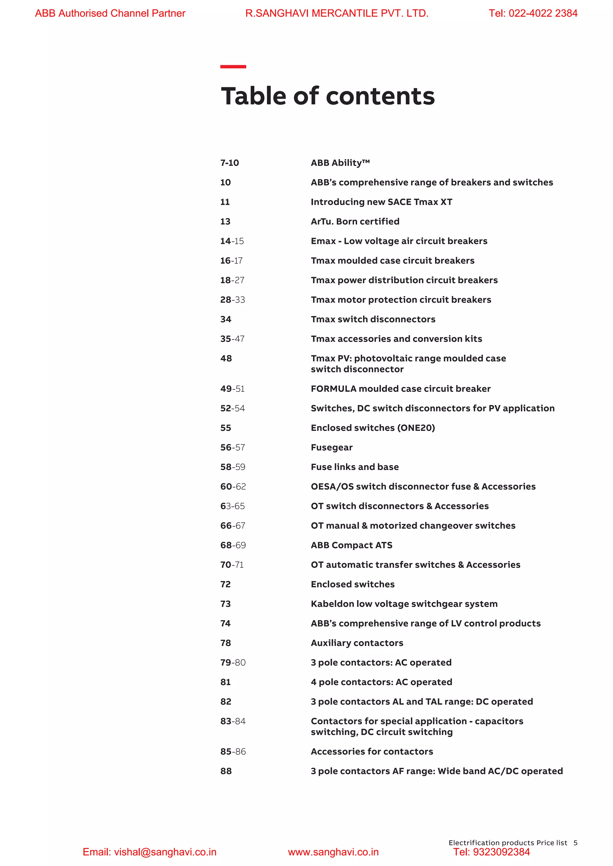 ABB Switchgears price list | PDF