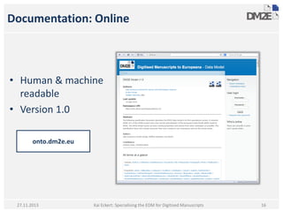 Specialising the EDM for Digitised Manuscript (SWIB13) | PDF