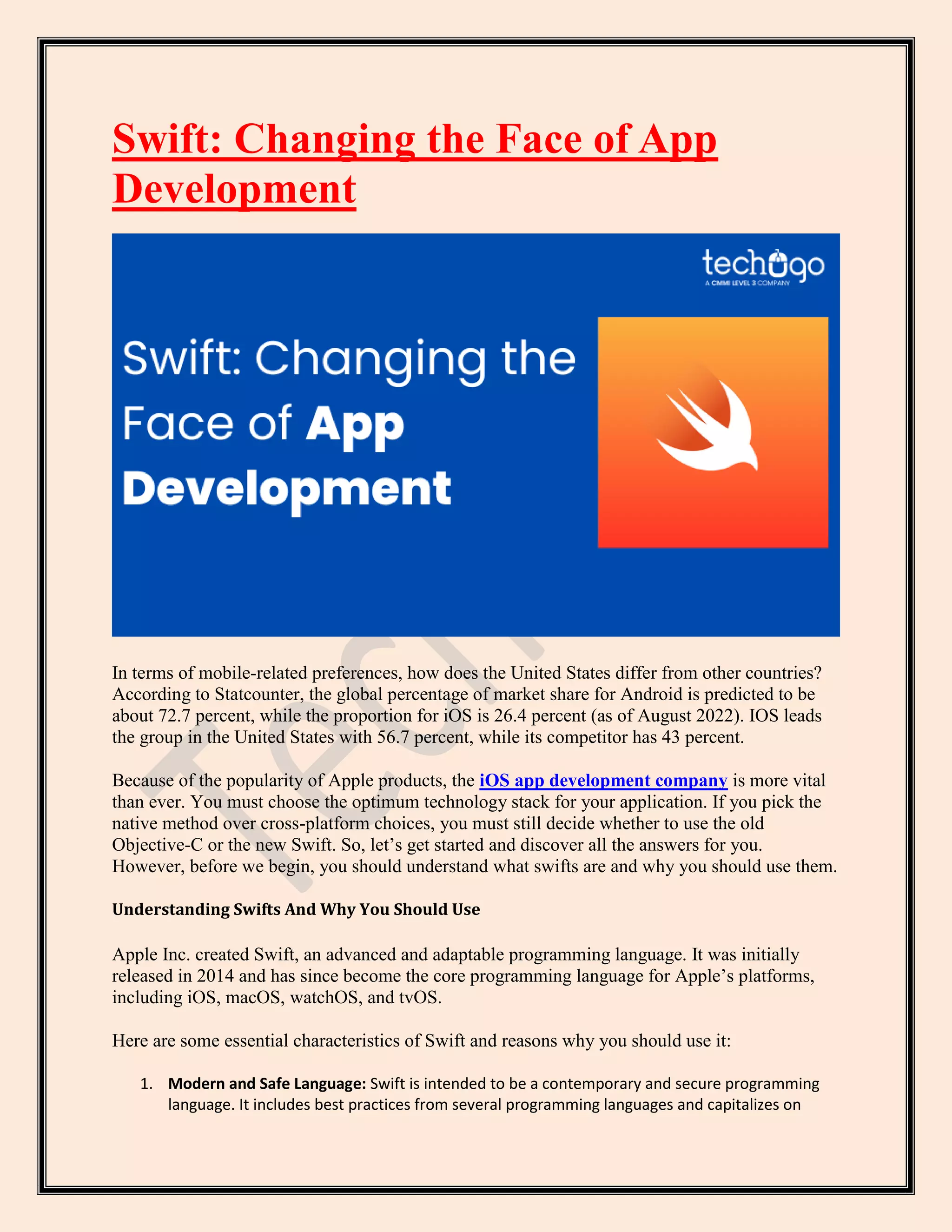Swift-Changing the Face of App Development.pdf | Programming Languages | Computing