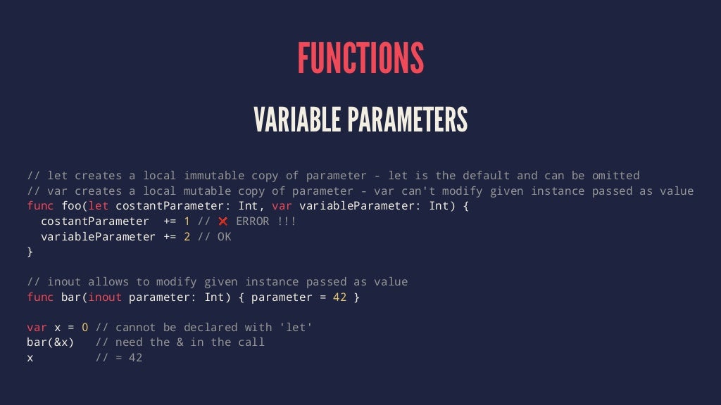 Functions Variable Parameters Let