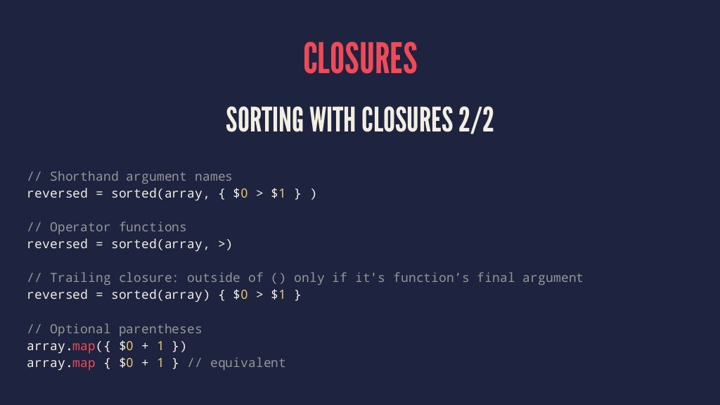 CLOSURES SORTING WITH CLOSURES 2/2