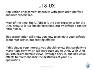 Swift Animated tabBar | PPTX | Computer Animation | Computer Software and Applications