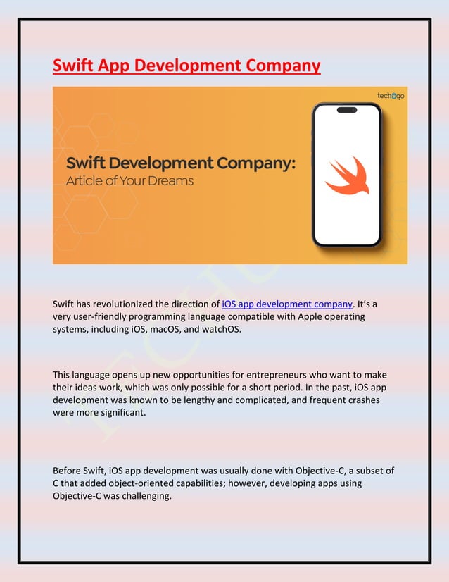 Swift App Development Company.pdf | Programming Languages | Computing