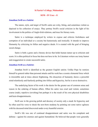 Swift as a satirist | PDF