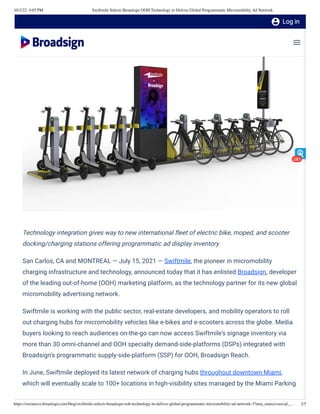 Swiftmile Selects Broadsign OOH Technology to Deliver Global ...