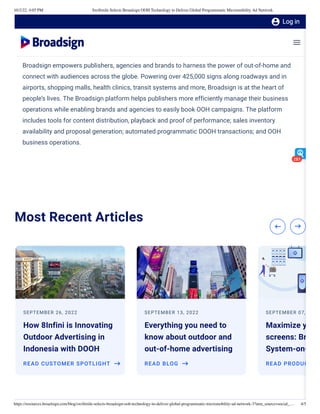 Swiftmile Selects Broadsign OOH Technology to Deliver Global ...