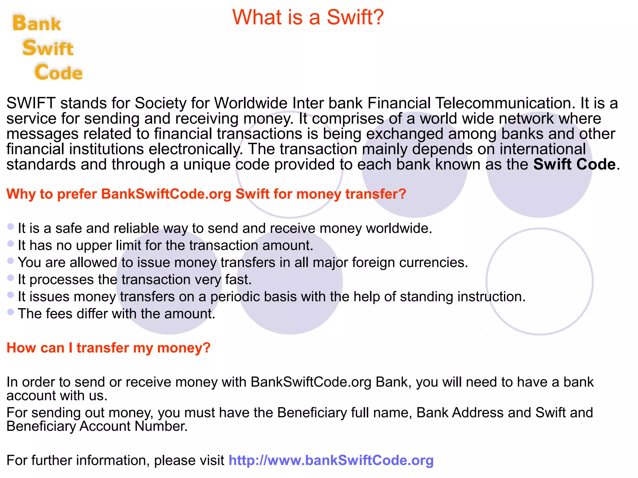 Swift money transfer | PPT