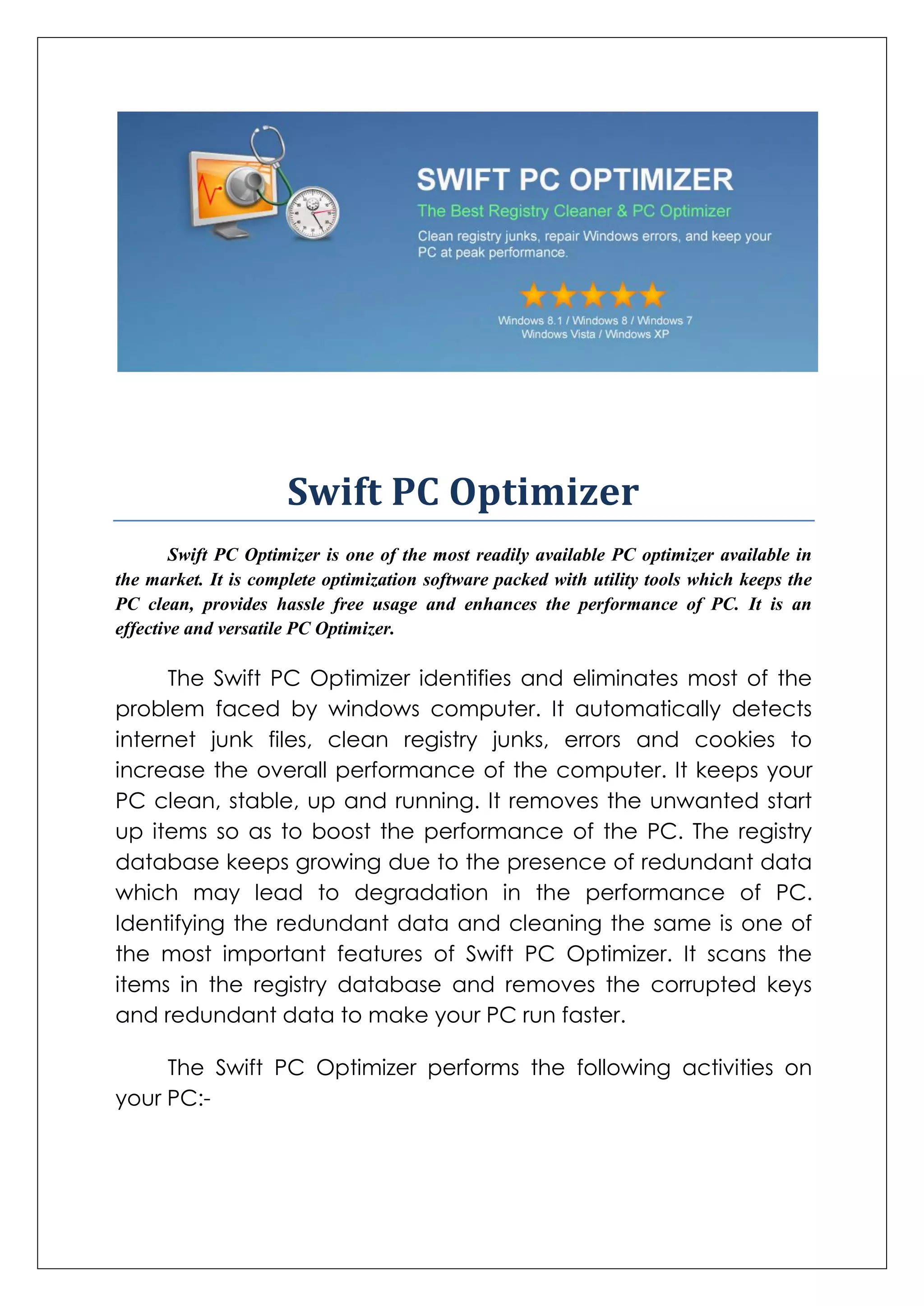 Swift pc optimizer | PDF