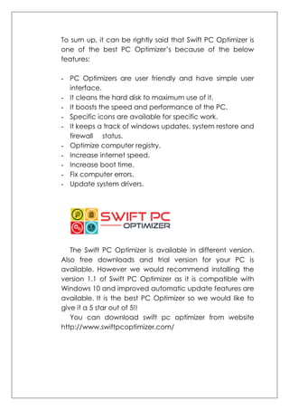 Swift pc optimizer | PDF