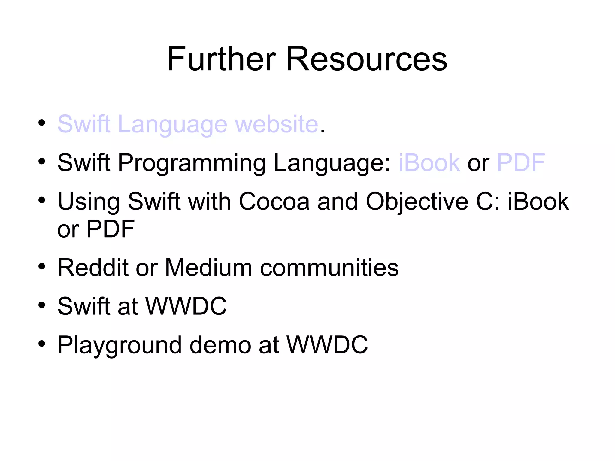Swift Lunch & LEarn | PPT | Programming Languages | Computing