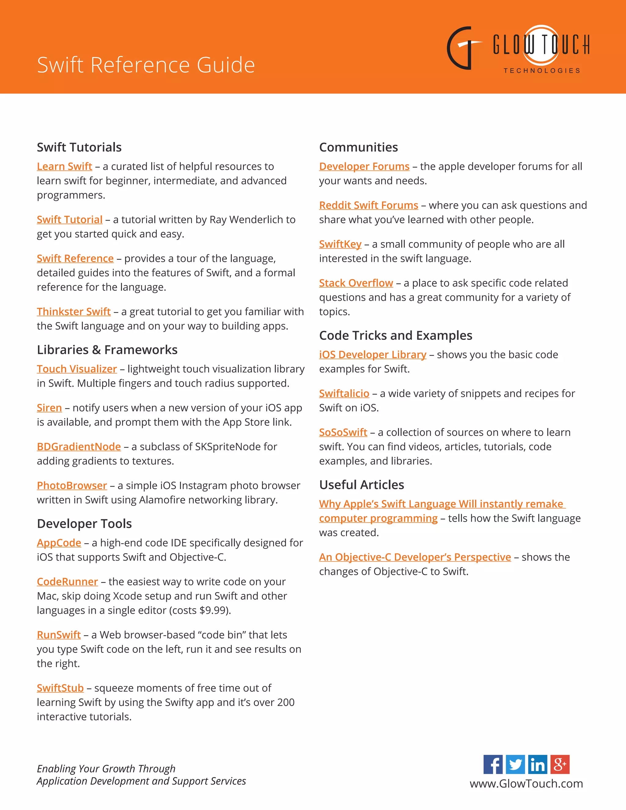 Swift Reference Guide | PDF