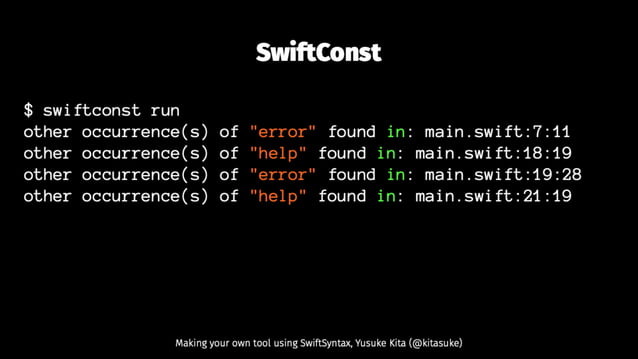Making your own tool using SwiftSyntax | PPT