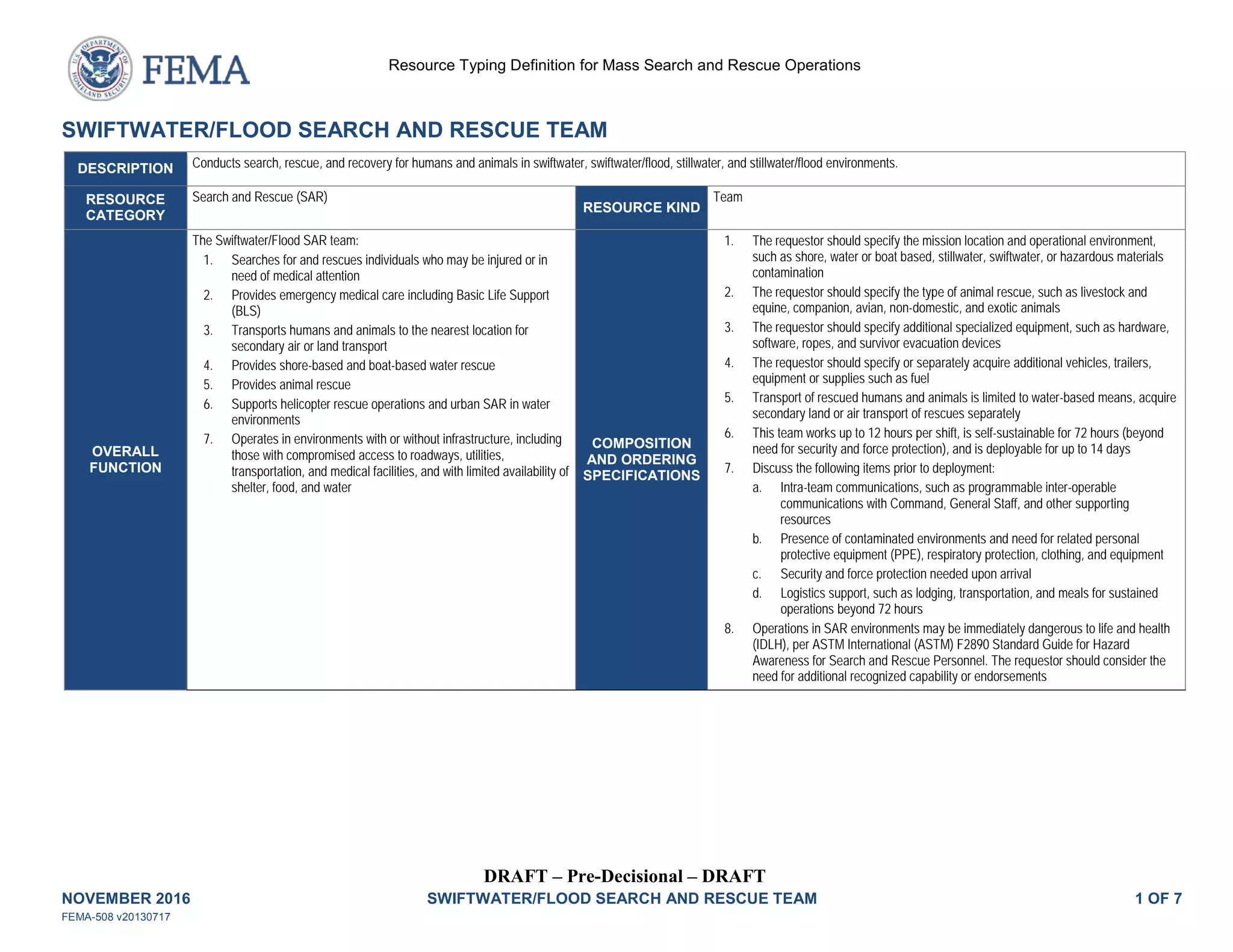 SWIFTWATER/FLOOD SEARCH AND RESCUE TEAM | PDF