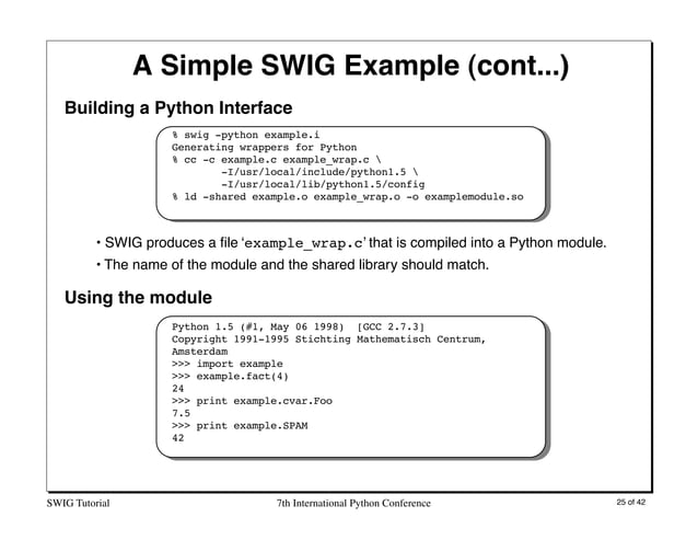 Interfacing Cc And Python With Swig 