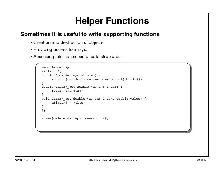Interfacing C C And Python With SWIG Interfacing C C And Python With SWIG