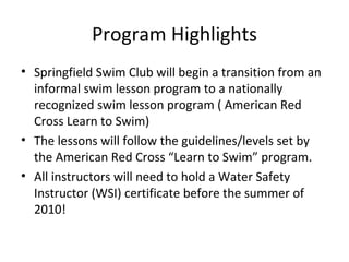 Swim Lesson Program | PPT