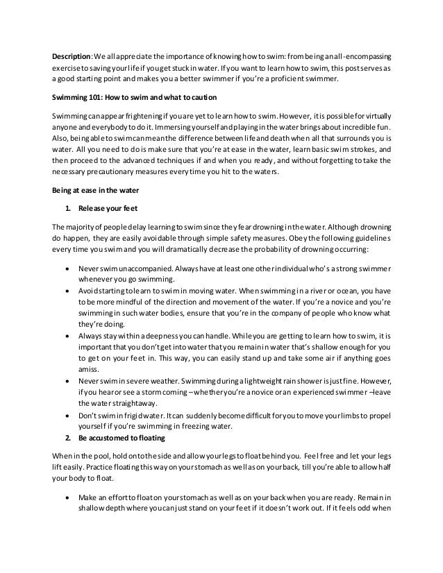 Swimming 101: How to swim and what to caution