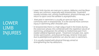 SWIMMING biomechanics and common Injuries ppt | PPTX