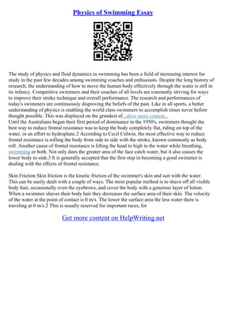 Swimming Essays | PDF
