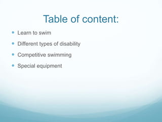 Swimming for disabled | PPTX
