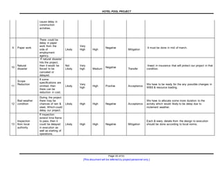 Swimming pool project managment plan | DOC
