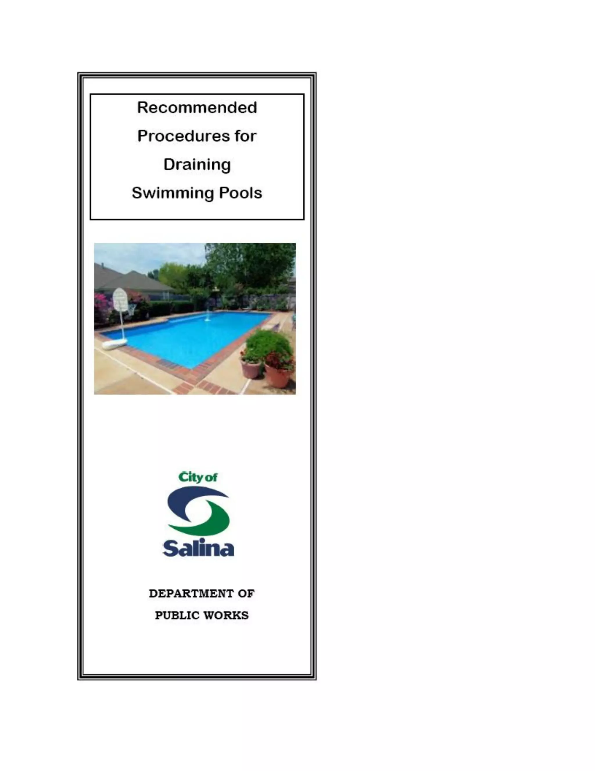 City of Salina Brochure-Reccomended Procedures for Draining Swimming ...