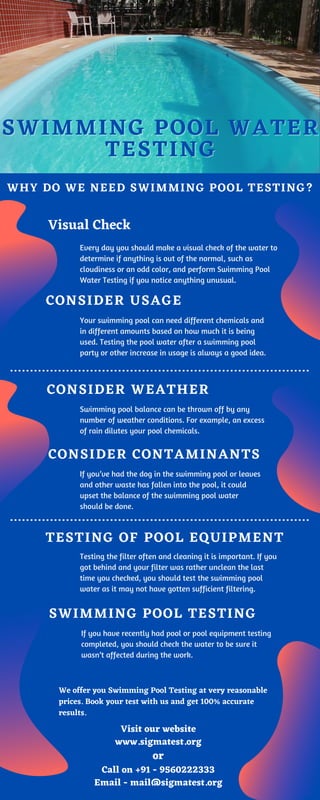 Swimming Pool Water Testing Laboratory | PDF