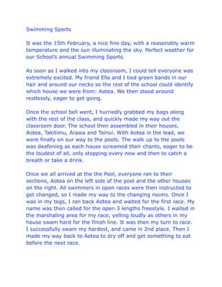 Swimming Sports Recount | PDF