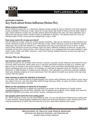 Key Facts about Swine Influenza (Swine Flu) | PDF