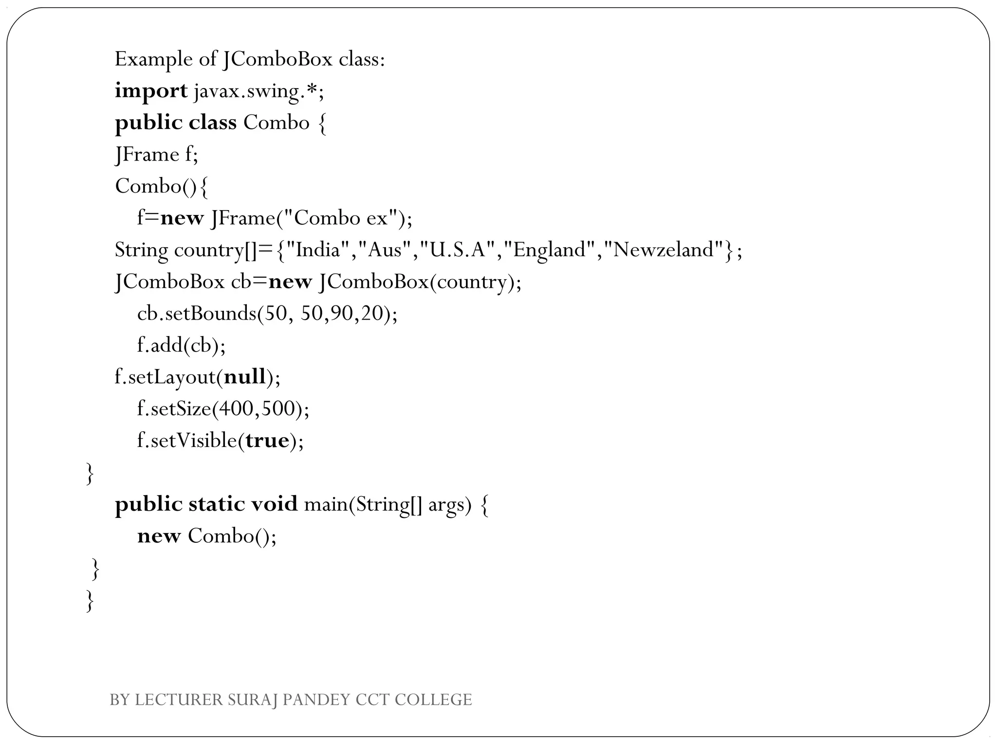 Basic Using Of Swing In Java Ppt Programming Languages Computing 5486