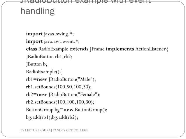 Basic Using Of Swing In Java Ppt