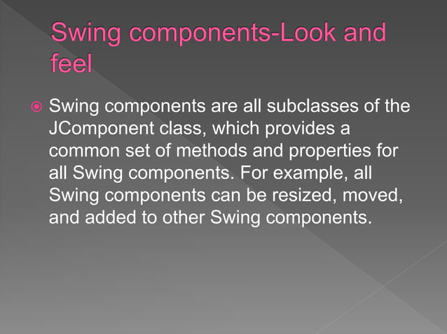 SWING USING JAVA WITH VARIOUS COMPONENTS | PPTX