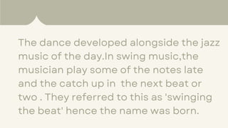 Swing dance power point presentation G9-Quarter 2 | PDF | Jazz | Music