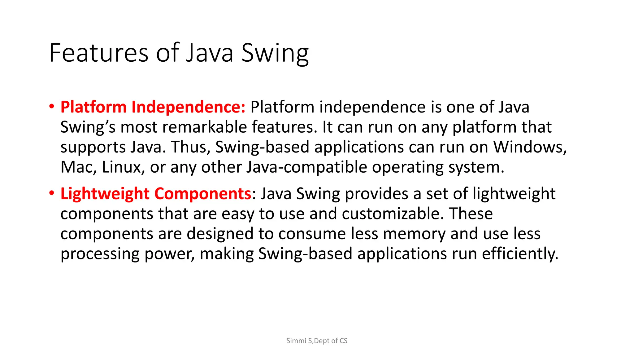 Java Swingswing Is A Java Foundation Classes Jfc Library And An