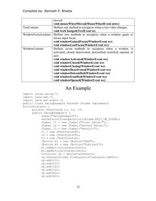 java swing notes in easy manner for UG students | PDF