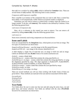 java swing notes in easy manner for UG students | PDF