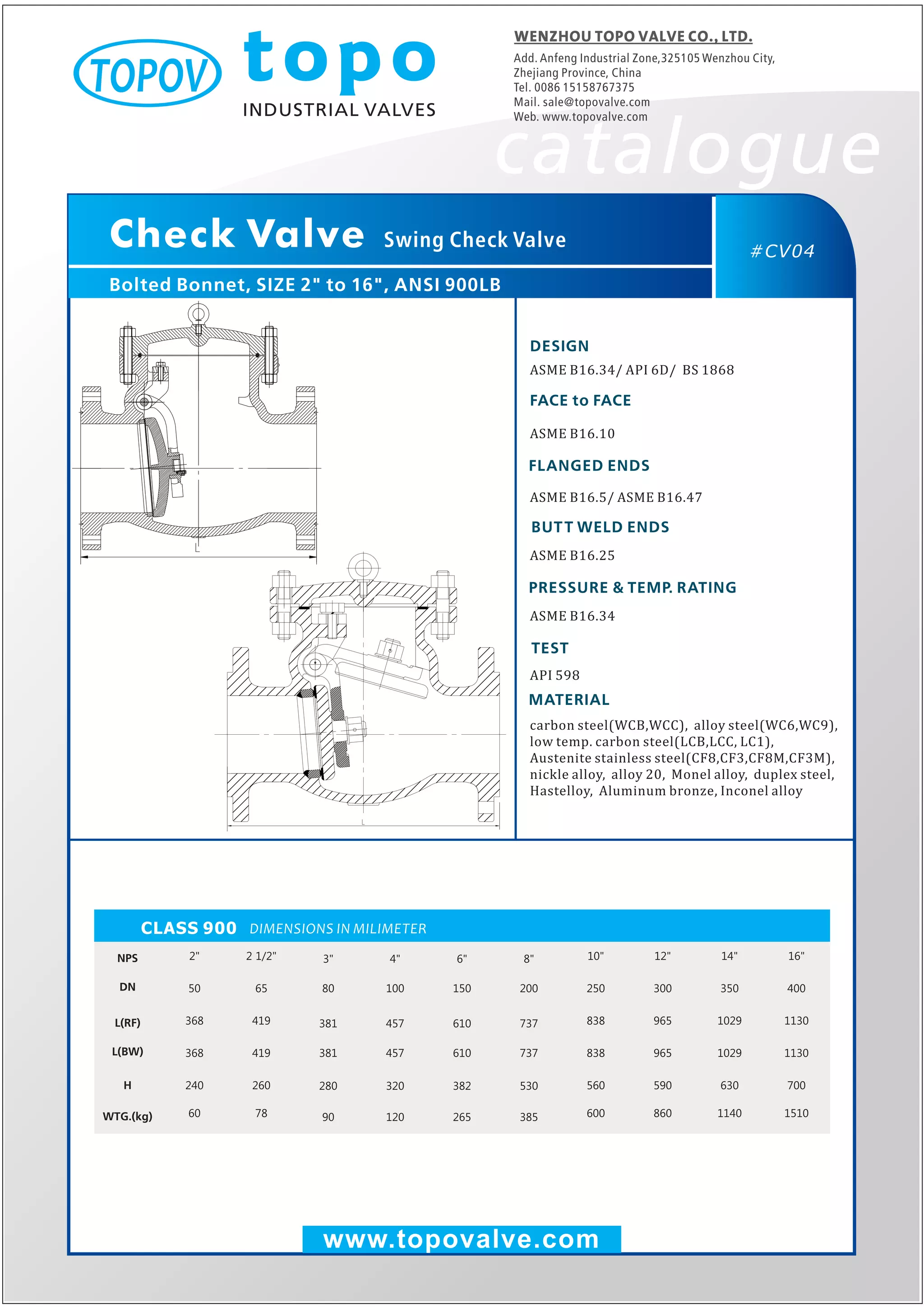 Swing check valve 900 lb topo valve catalogue | PDF