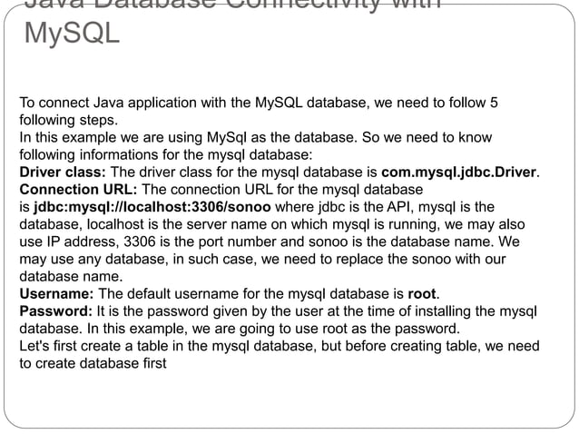 Swing database(mysql) | PPT