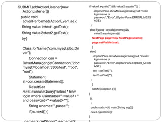 Swing database(mysql) | PPT