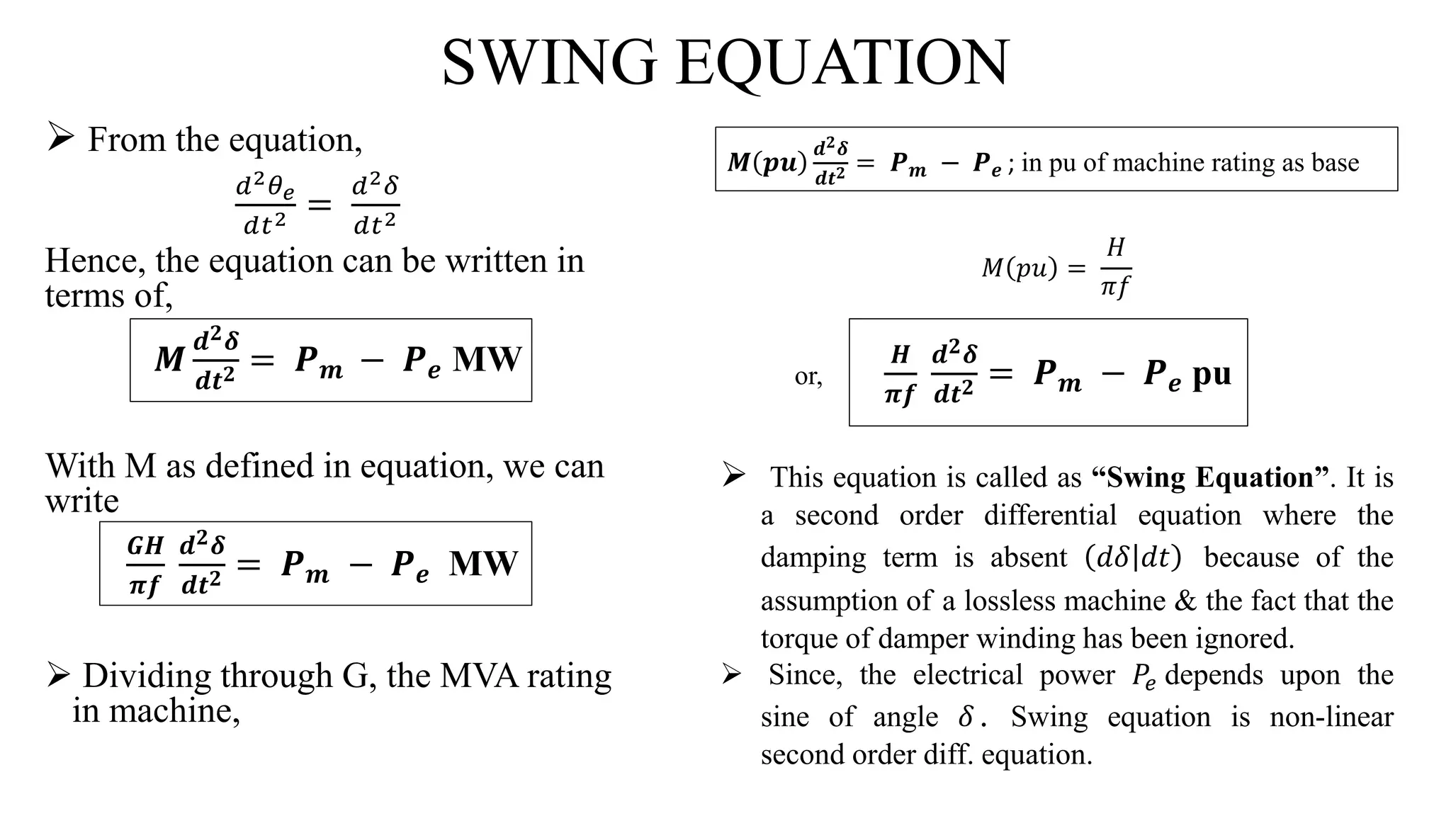 Swing equation | PPTX