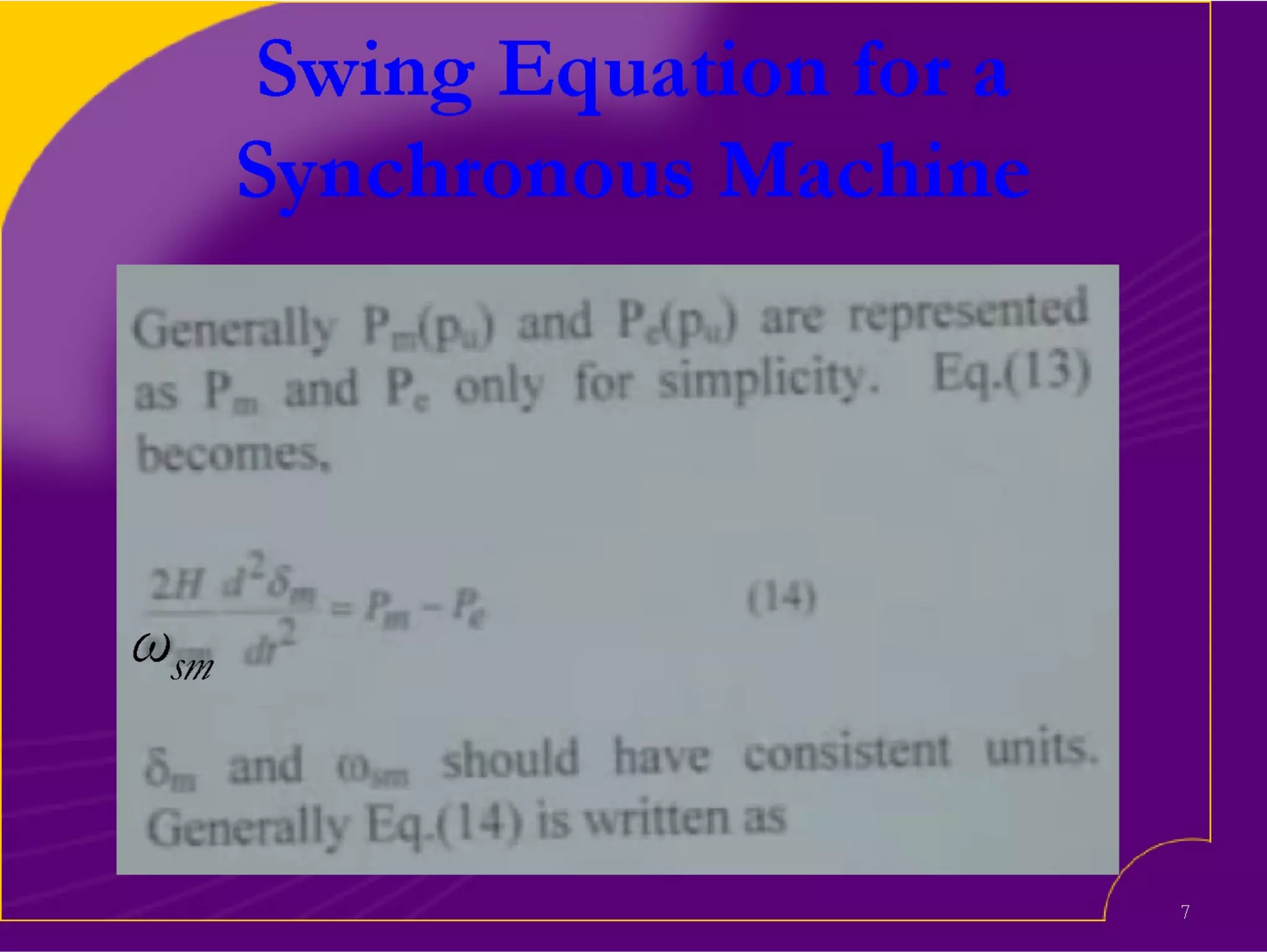 Swing Equation And Its Solutions Power Angle Relationship And Its Curve Ppt Physics Science