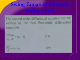 Swing equation and its solutions power angle relationship and its curve ...