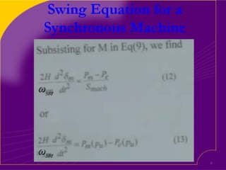 Swing equation and its solutions power angle relationship and its curve | PPT