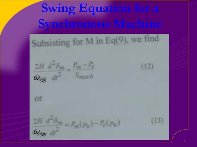 Swing Equation And Its Solutions Power Angle Relationship And Its Curve Ppt Physics Science
