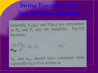 Swing equation and its solutions power angle relationship and its curve ...